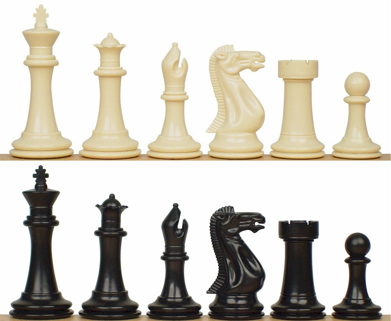 Executive Plastic Weighted Chess Pieces Black and Ivory – Chess'n'Boards