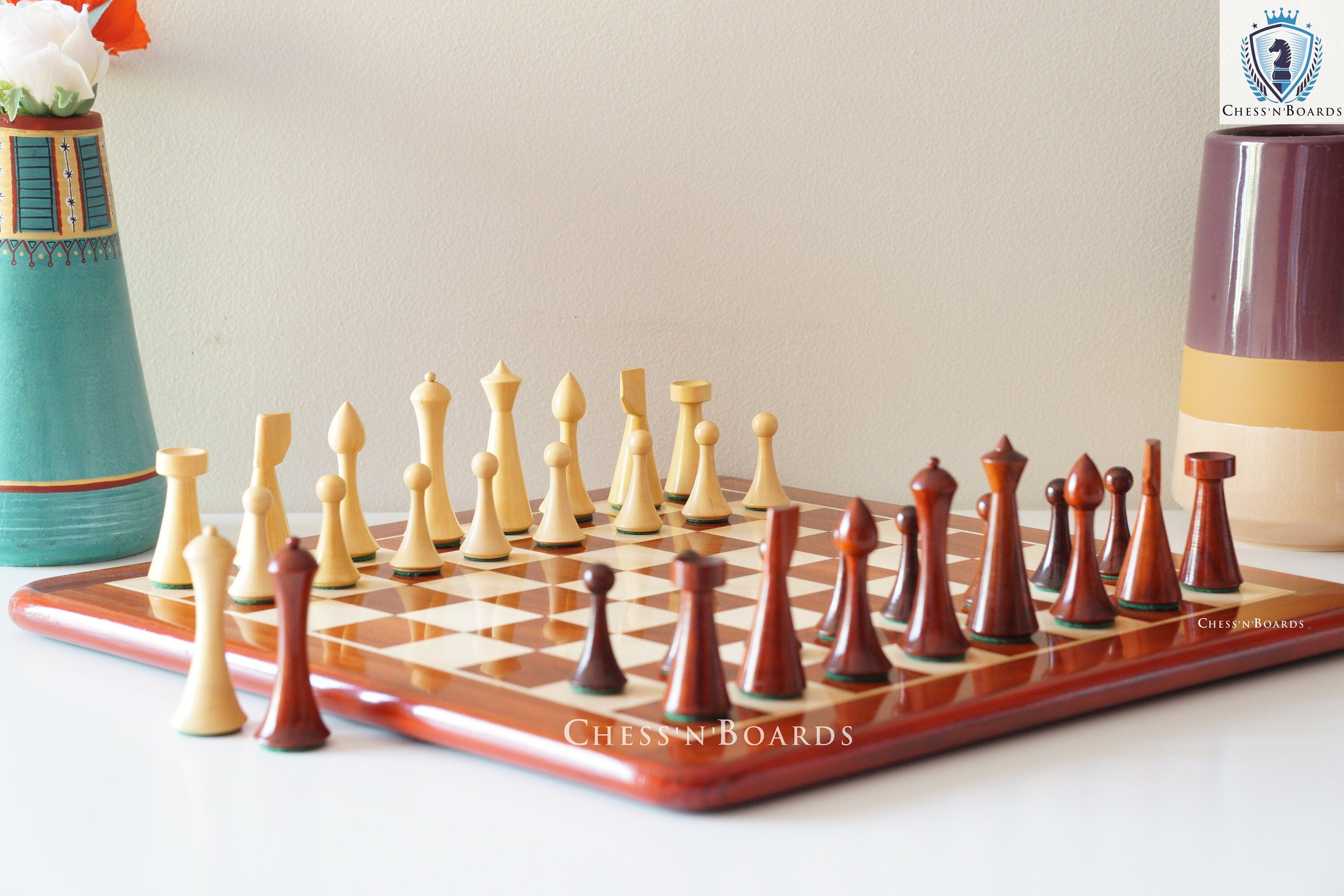 Chess Set | Minimalist Style Chess Pieces with Chessboard – Chess'n'Boards
