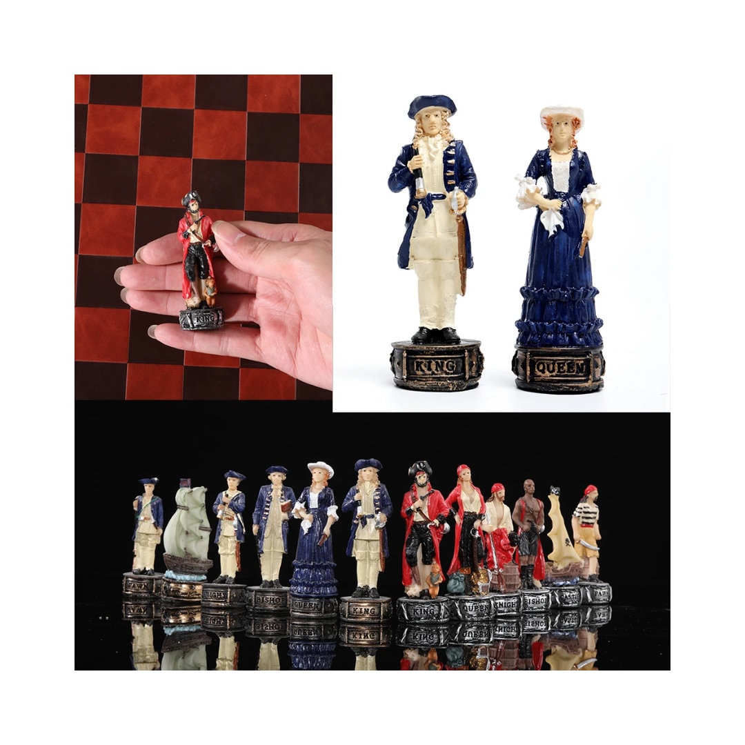 Pirates vs Navy Resin made Hand Painted Themed Chess Set – Chess'n'Boards